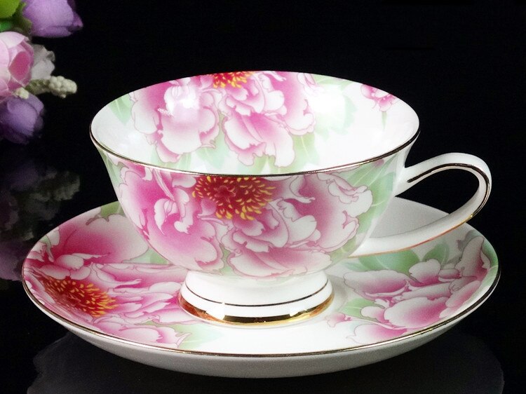Luxury Flower Pattern Afternoon Tea Cup Saucer Spo... – Vicedeal