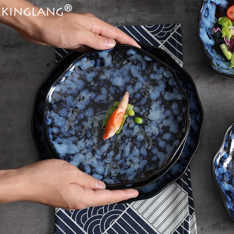 KINGLANG Japanese Retro Ceramic Dinner Plate Singl... – Vicedeal
