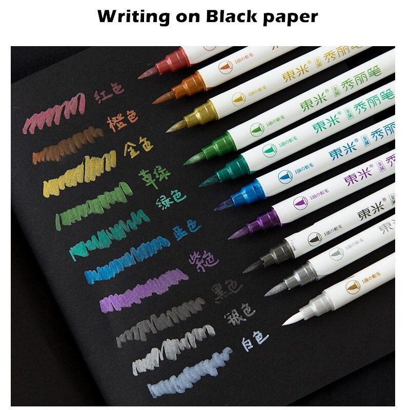 10pcs Metallic Color Brush Pens Set Dual Ended Art... – Grandado
