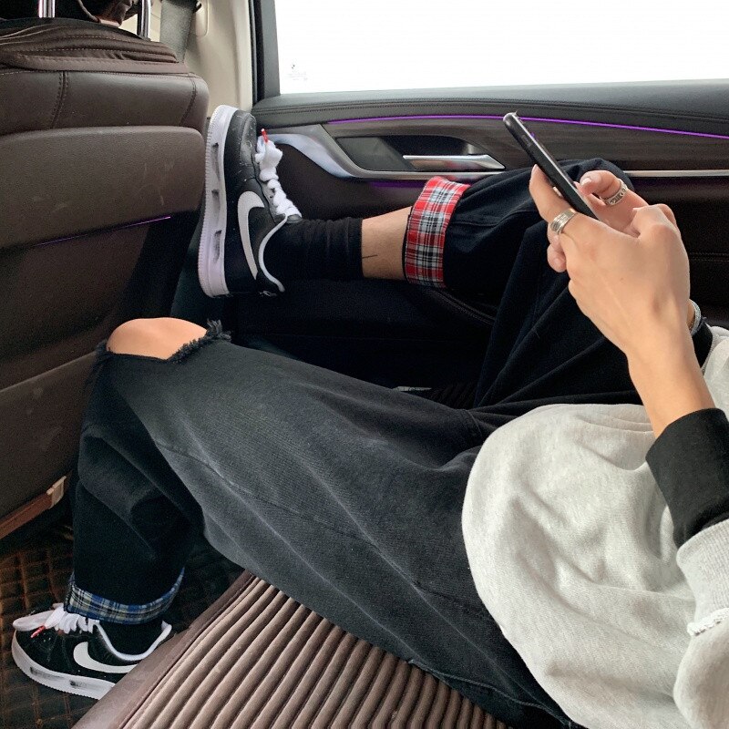 Hole Jeans For Men Korean Style Ripped Jeans Kpop ... – Vicedeal