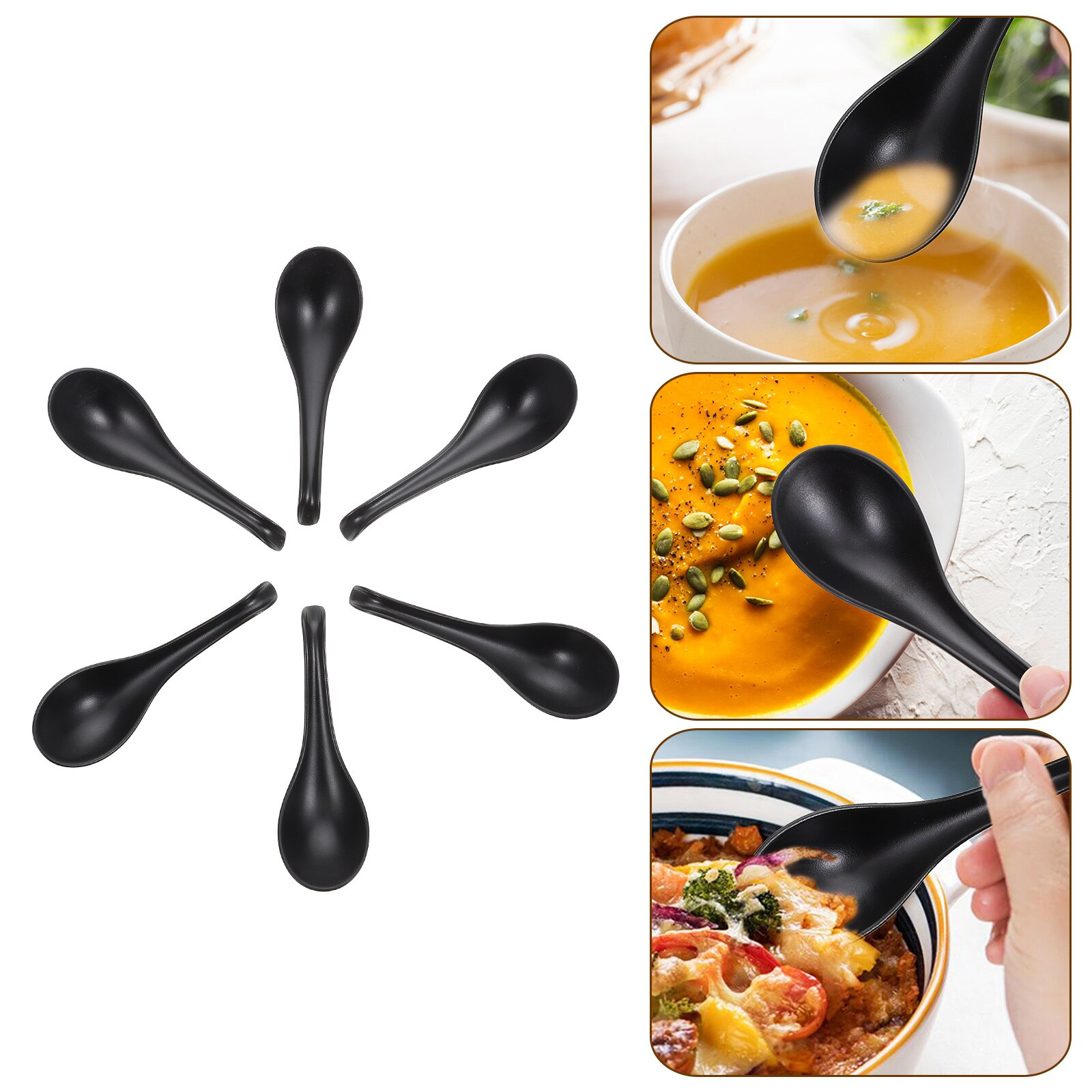 6pcs Melamine Soup Spoons Restaurant Tableware Foo... – Vicedeal