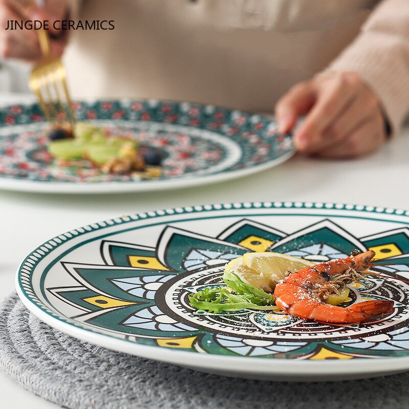 Nordic Style Ceramic Round Plate Steak Western Tra... – Grandado