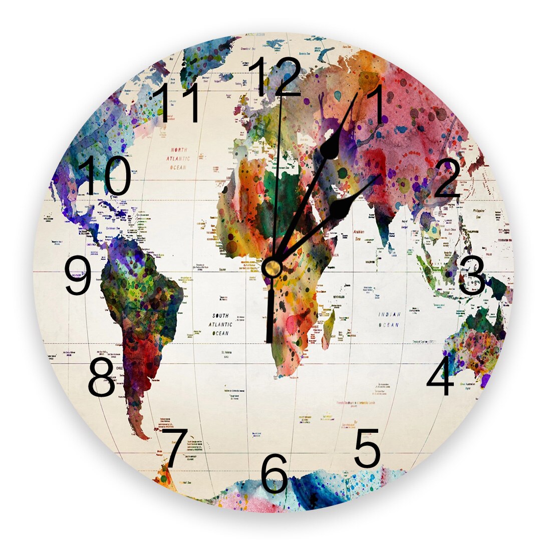 Map Wall Clock Home Decor Bedroom Silent Oclock Wa... – Grandado