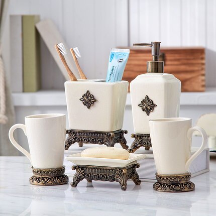 European bathroom wash set bathroom five-piece Ame... – Grandado