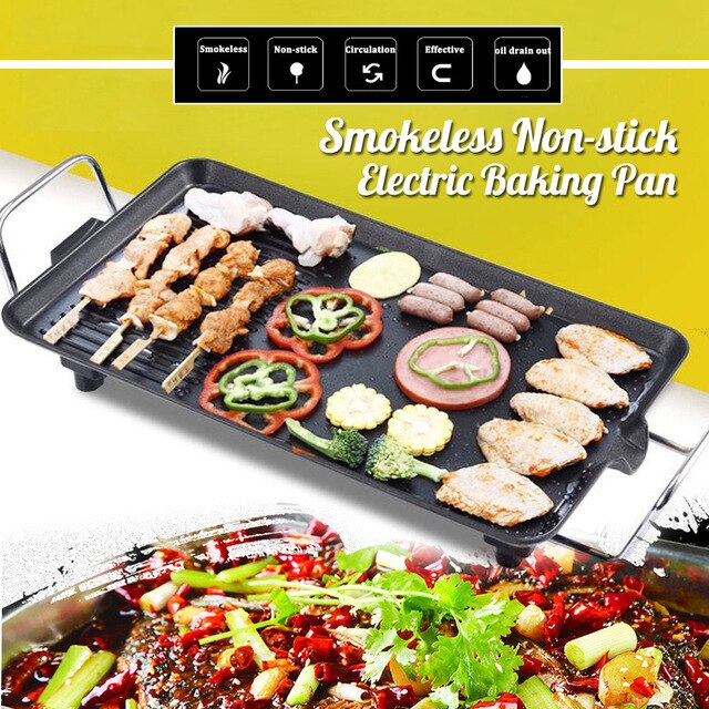 220V Plate Electric BBQ Grill Kitchen Teppanyaki N... – Grandado