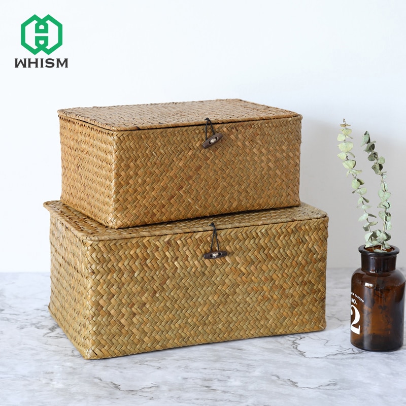 Large Handmade Storage Box Seagrass Woven Basket w... – Vicedeal