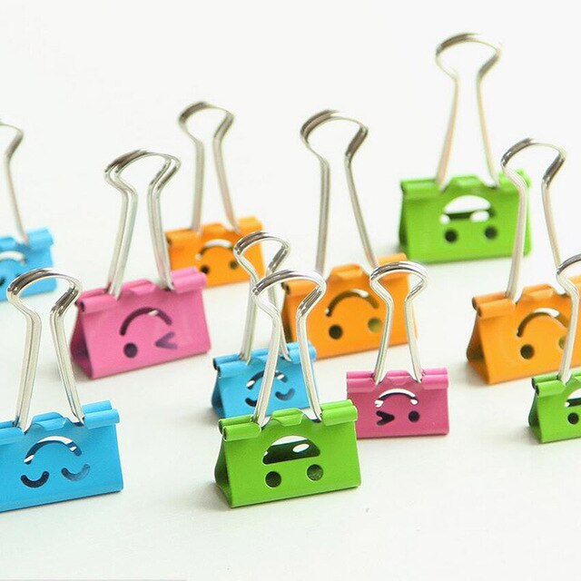 5pcs/lot Cute Smile Face Metal Binder Clip Colored... – Grandado
