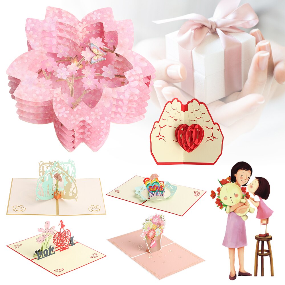 3D Moederdag, Vaderdag, Bloem Pop-Up Wenskaart, da... – Vicedeal