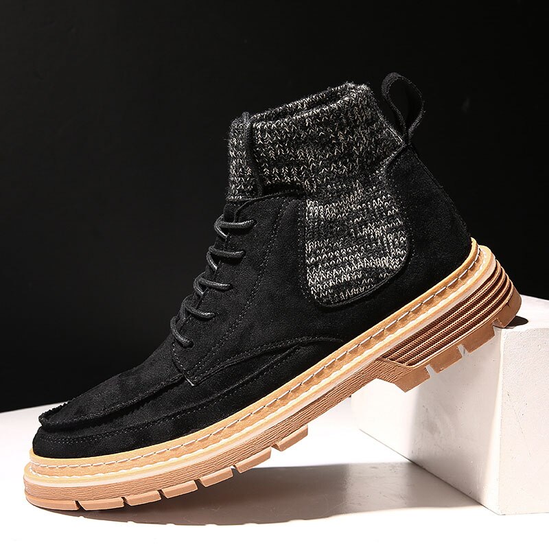 Autumn Men Boots Flannel Men Winter Boots High-top... – Grandado