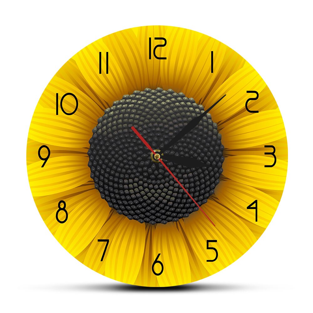 Beaufitul Fresh Sunflower Modern Wall Clock Botani... – Grandado