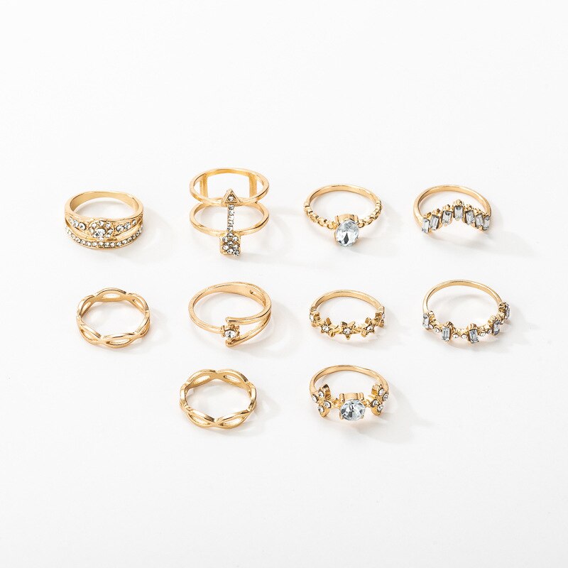 10 Pcs/Piece Gold Stainless Steel Women's Ring... – Grandado