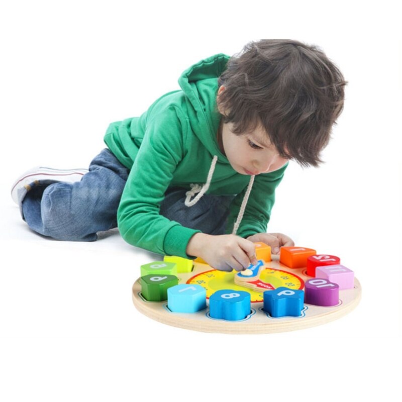 Educational Toy Wooden Clock Puzzle Pieces Parent-... – Grandado