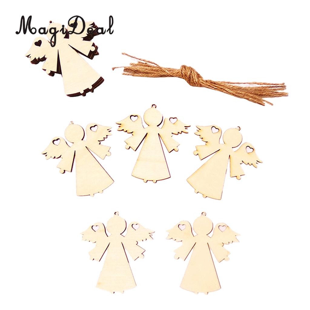 MagiDeal 10pcs Plywood Blank Angel Shape Embellish... – Grandado