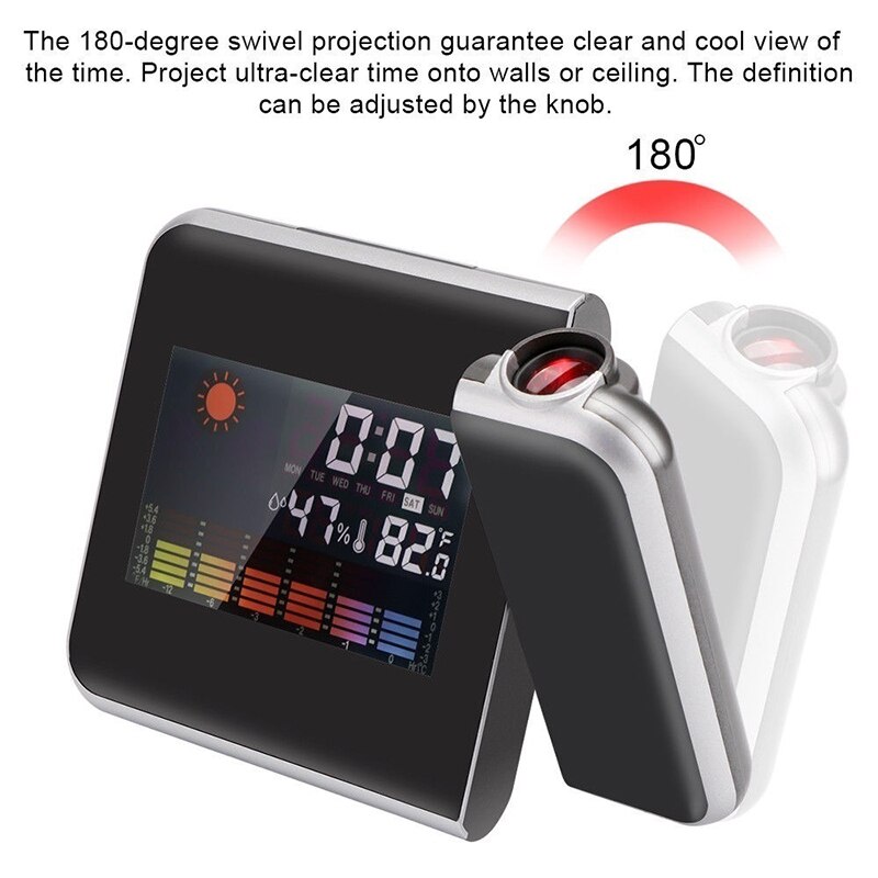 Projection Led Alarm Clock Luminova Digital Date W... – Grandado