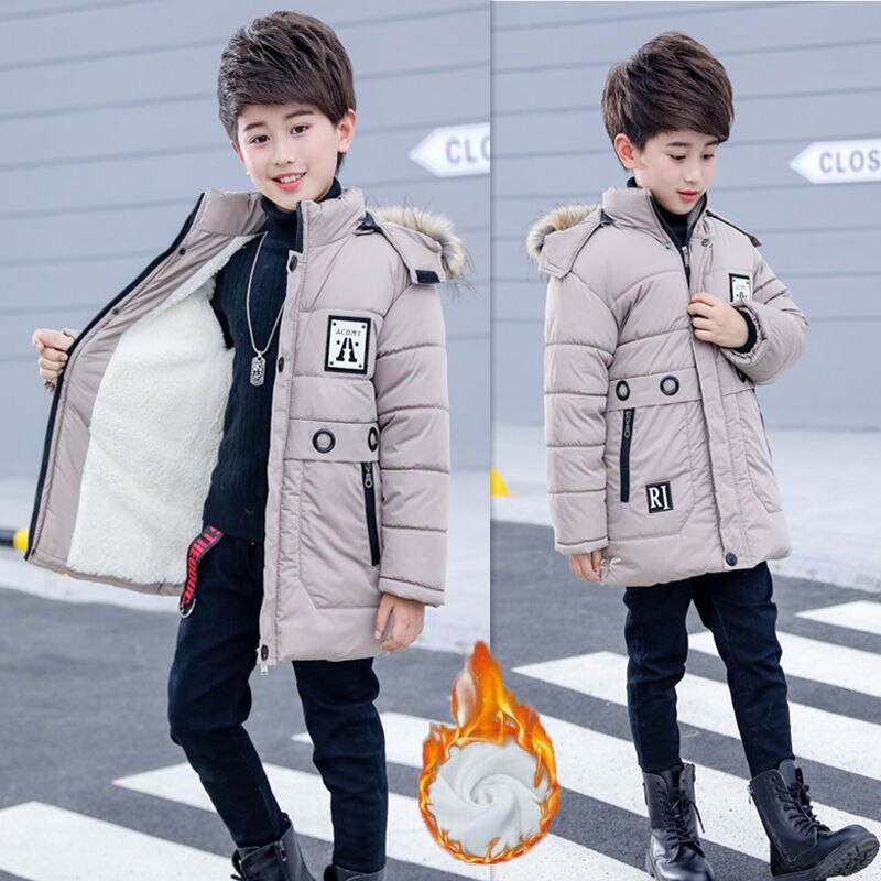 Winter Down Cotton Hooded Jackets Boy Warm Thick C... – Grandado