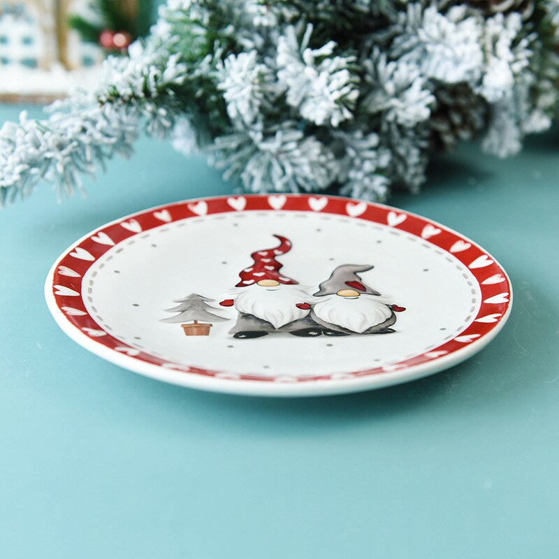 Round Christmas Plate Ceramic Embossed Shallow Pla... – Grandado