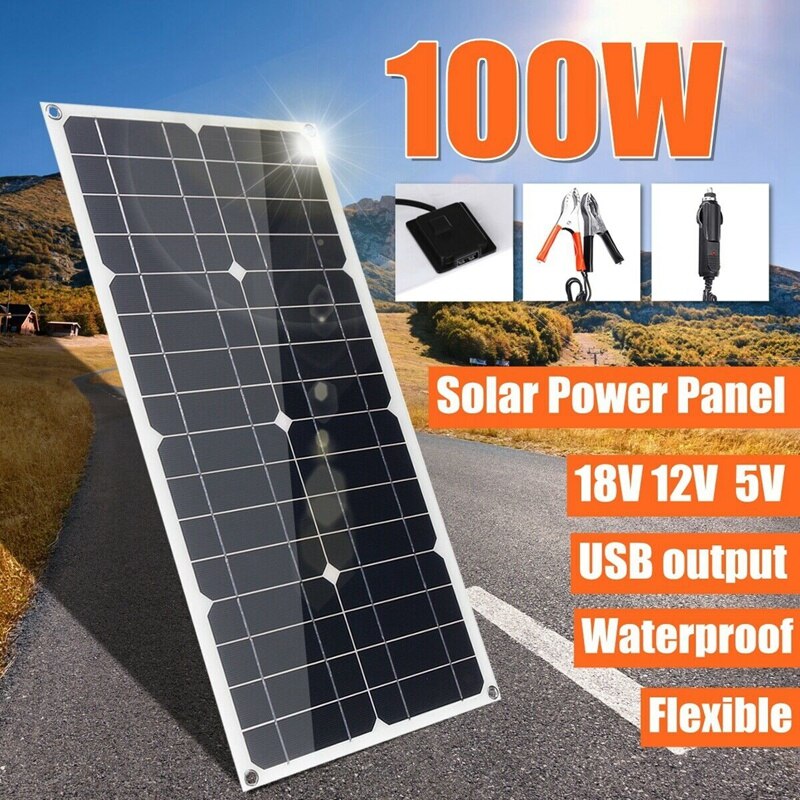 100W Mono Solar Panel Battery USB 12V Flexible for... – Vicedeal