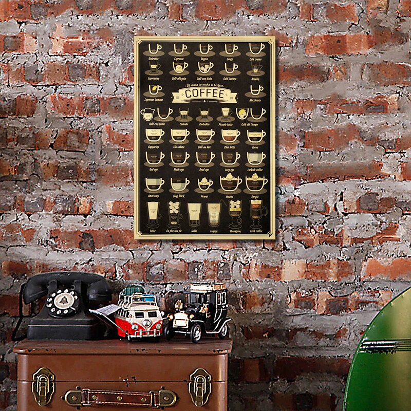 Coffee Cup Bars Kitchen Drawing Kraft Paper Bar Po... – Vicedeal