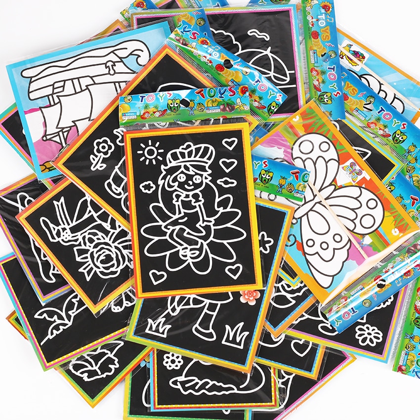 6 PCS 13x9.5cm Color Scratch Art Coloring Card Pap... – Vicedeal
