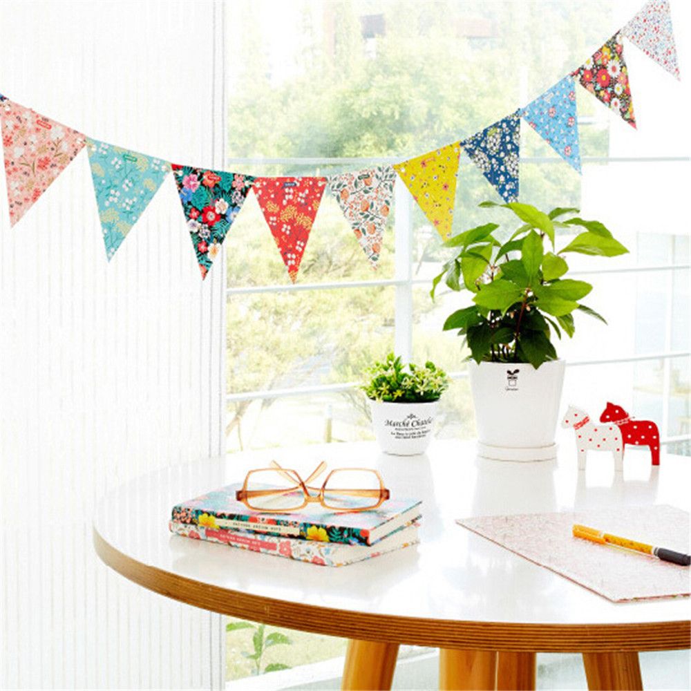 12 stk vintage blomsterprint flag 12*13cm bunting ... – Grandado