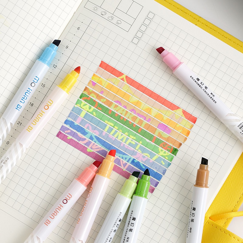 12pcs Magic color highlighter pen set Dual-side fl... – Grandado