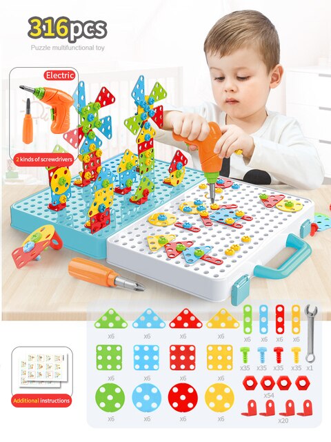 2D/3D Puzzles Toys Safe Material Pretend Play Tool... – Grandado