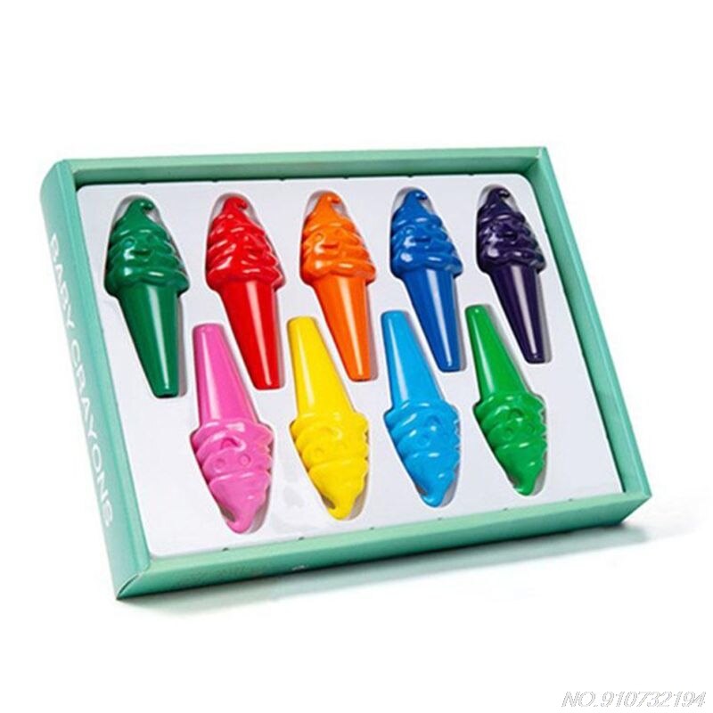 9 Colors Ice Cream Shape Crayons Non Toxic Washabl... – Grandado