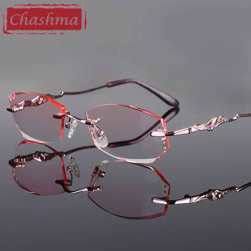 Chashma Brand Ttianium Rimless Glasses Dimond Trim... – Grandado