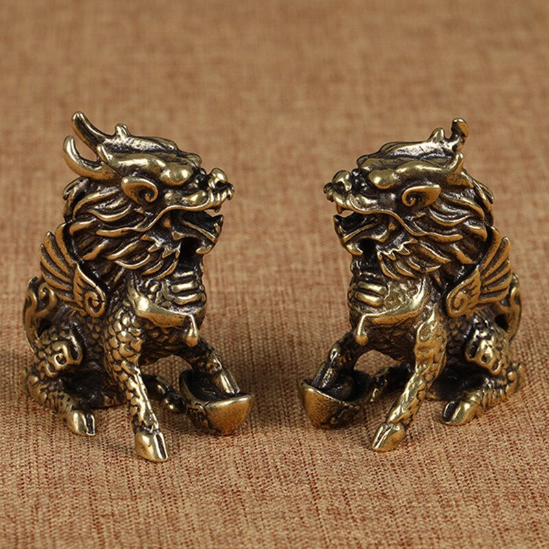 Antique Bronze Chinese Mythical Beast Qi Lin Statu... – Grandado