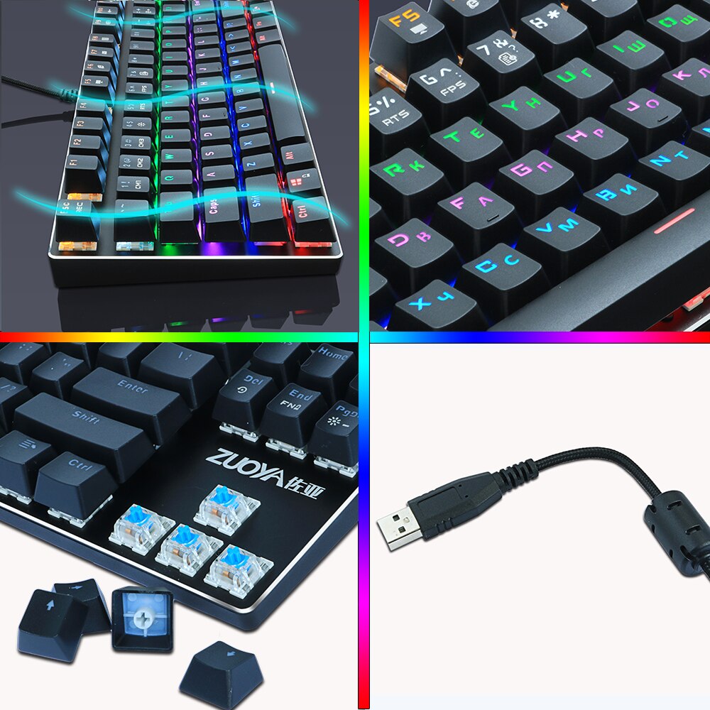 ZUOYA Mechanical Keyboard RGB/Mix Backlit Wired US... – Grandado