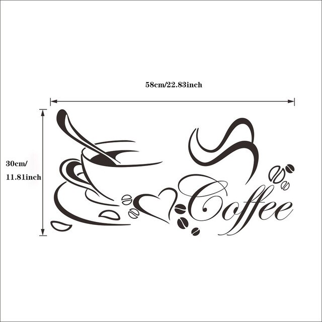 30*58cm PVC Coffee Cup Wall Sticker Home Decals Ar... – Grandado