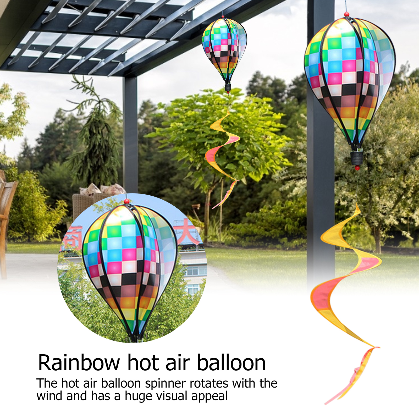 Air Balloon Wind Spinner Rainbow Kinetic Hanging W... – Grandado