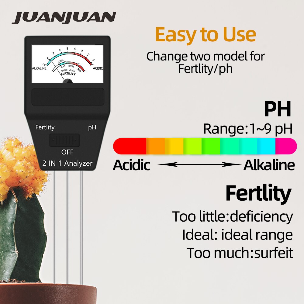 5 in 1/4 in 1/3 in 1/2 in1 Soil PH Meter Acidity T... – Vicedeal