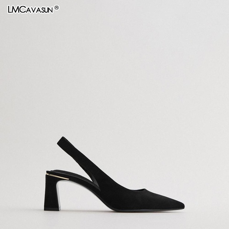 LMCAVASUN Autumn Women's Shoes Black Pointed toe H... – Grandado
