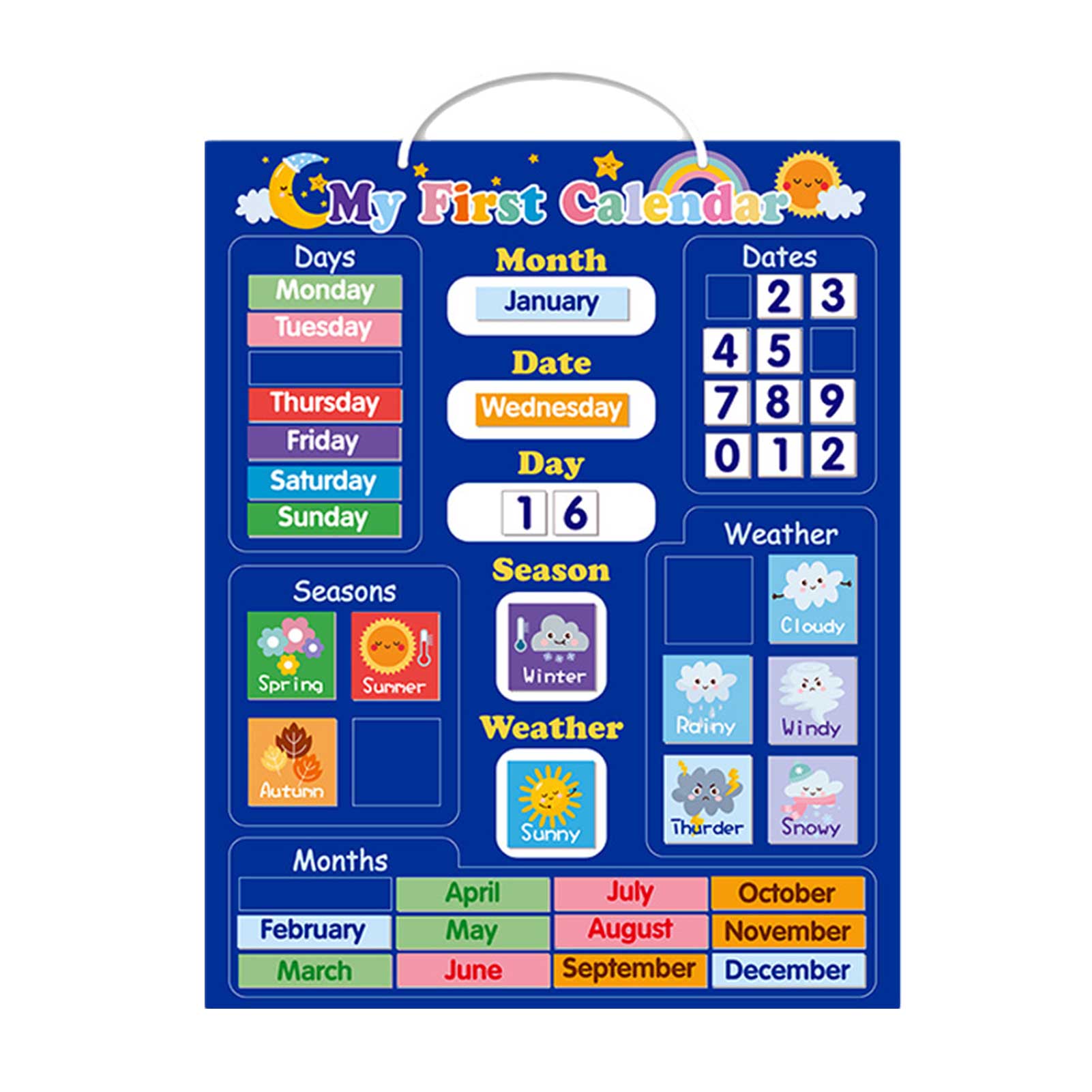 Kids Magnetic First Calendar Time Month Date Day S... – Vicedeal