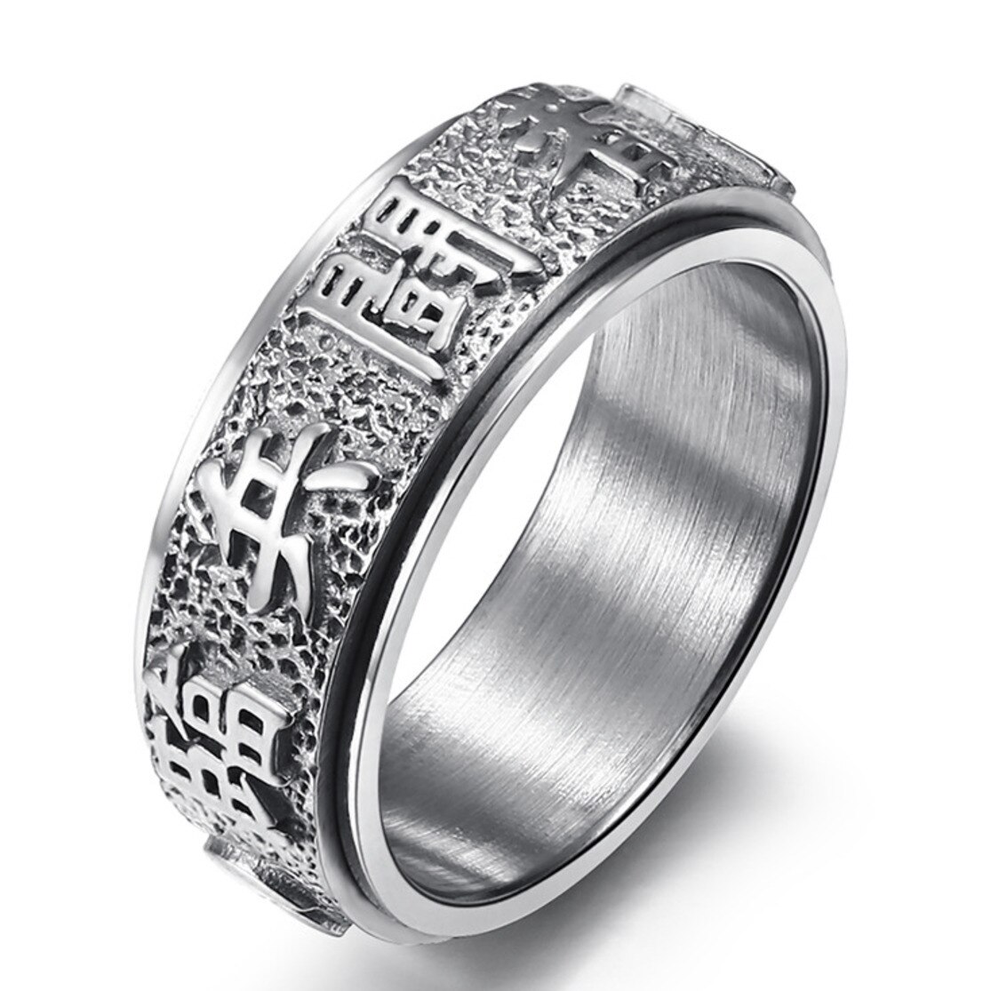 8MM Buddha Ancient Mantra Force Commander Ring Sta... – Vicedeal