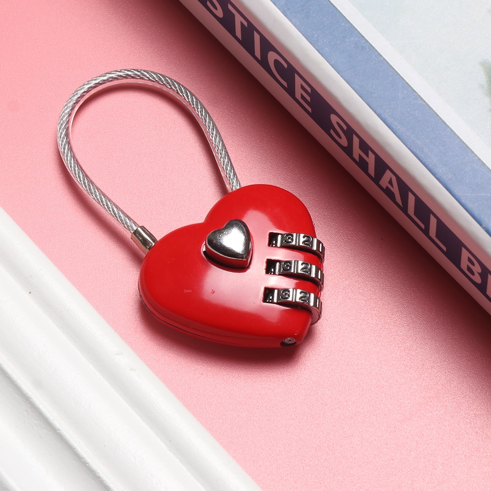 Heart Password Lock Wire Rope Resettable Combinati... – Vicedeal