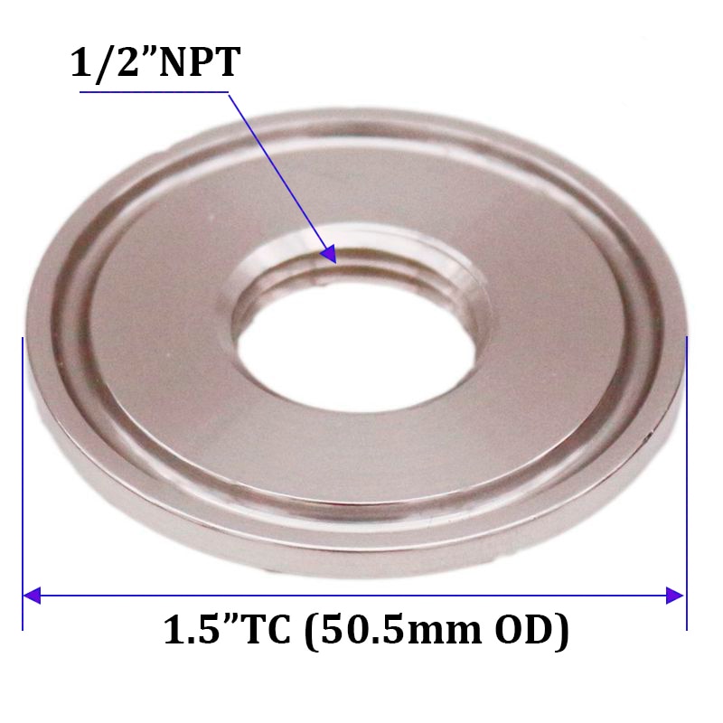 1.5"Tri Clamp (50.5mm OD) Cap with 1/2" NPT Thread... – Grandado