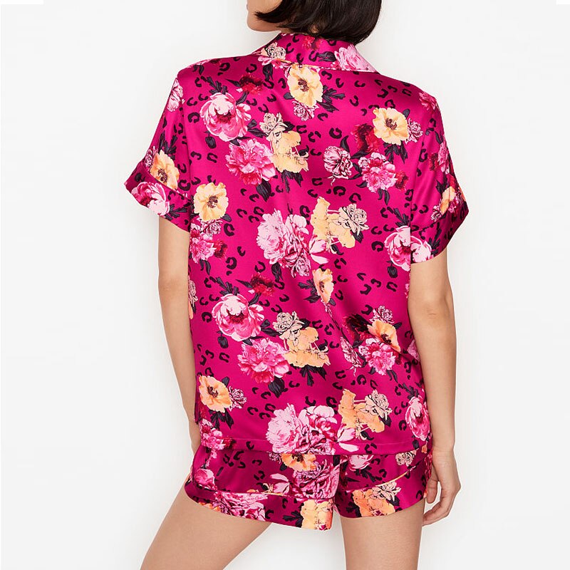 Floral Short Pajamas for Women Two Pieces Set Sati... – Vicedeal