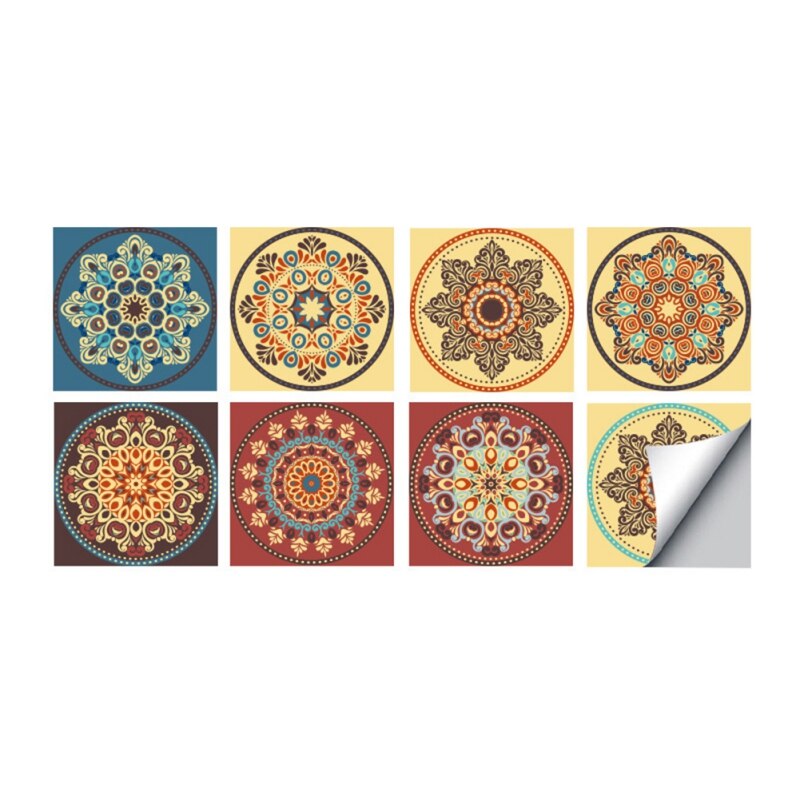 Stairs Stickers Ethnic Style Flower Tile Sticker W... – Grandado
