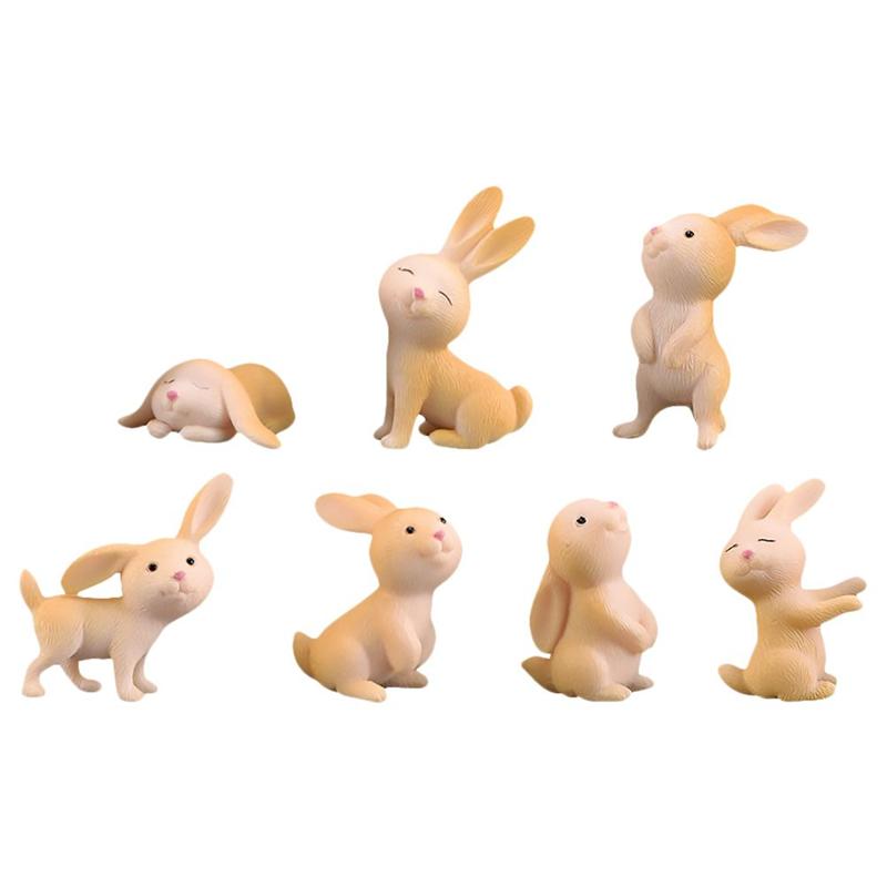 7Pcs Rabbit Figurines Toy Model Toy Cute Ornaments... – Grandado