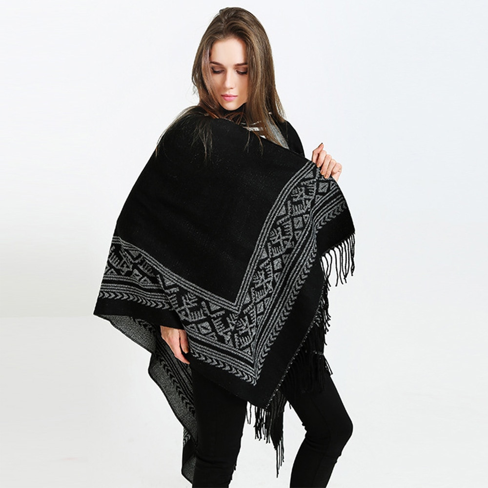 Autumn and winter split cloak shawl acrylic fiber ... – Grandado