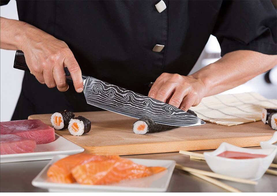 TURWHO 8 inch kitchen knives Imitation Damascus pa... – Grandado