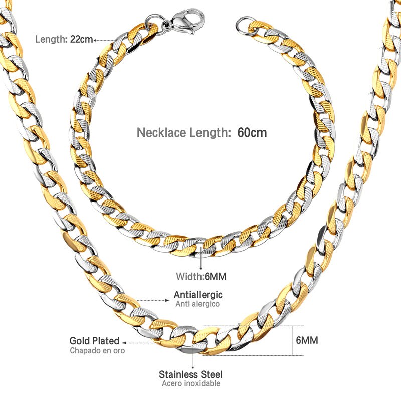 LUXUSTEEL Stainless Steel Chains Jewelry Sets Widt... – Grandado