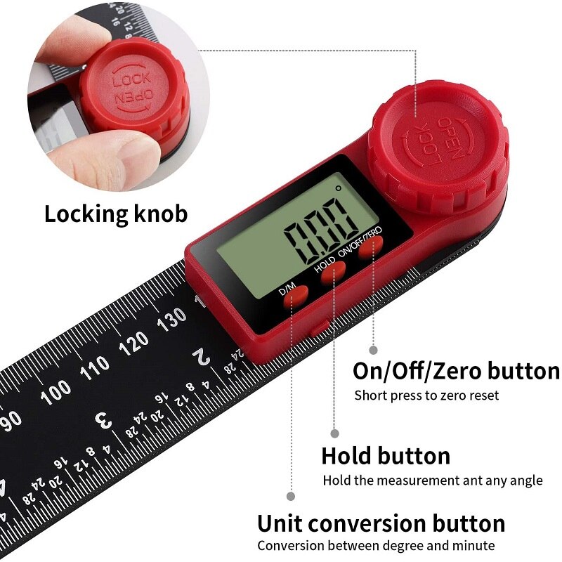 2-in-1 Digital winkel lineal Winkelmesser Digitale... – Vicedeal