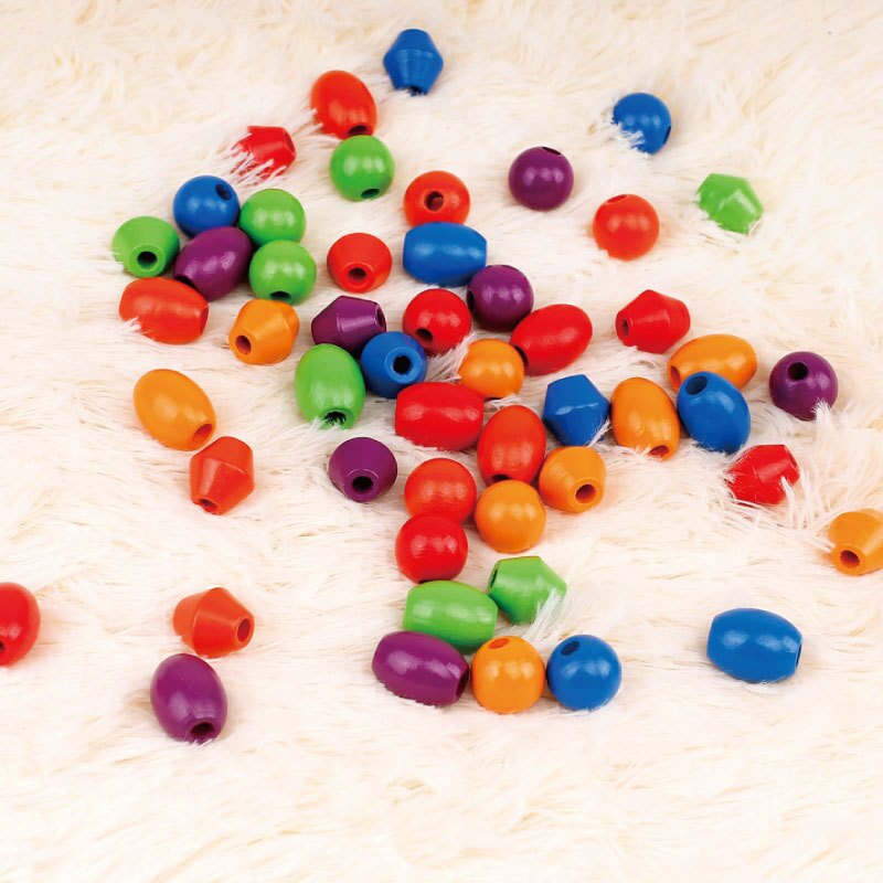 Wooden beaded young children's toys baby stringing... – Grandado