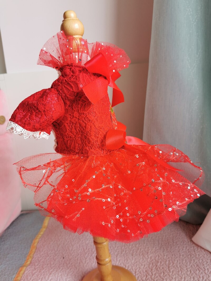 Handmade Pet Dog Clothes Red Shining Sequin Cute S... – Vicedeal