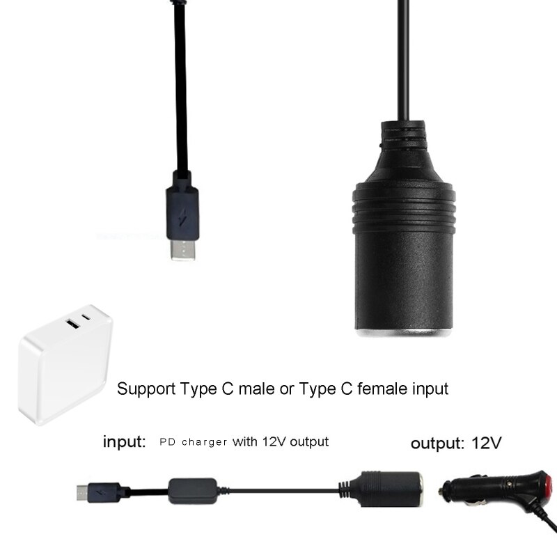 USB C PD Female Type-C Male to 12V Car Power Socke... – Vicedeal