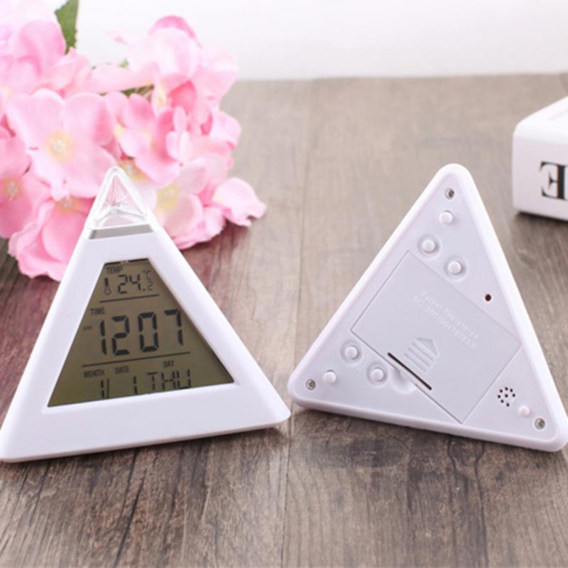 LED Clock 7 Color Changing Alarm Clock Pyramid Sha... – Grandado