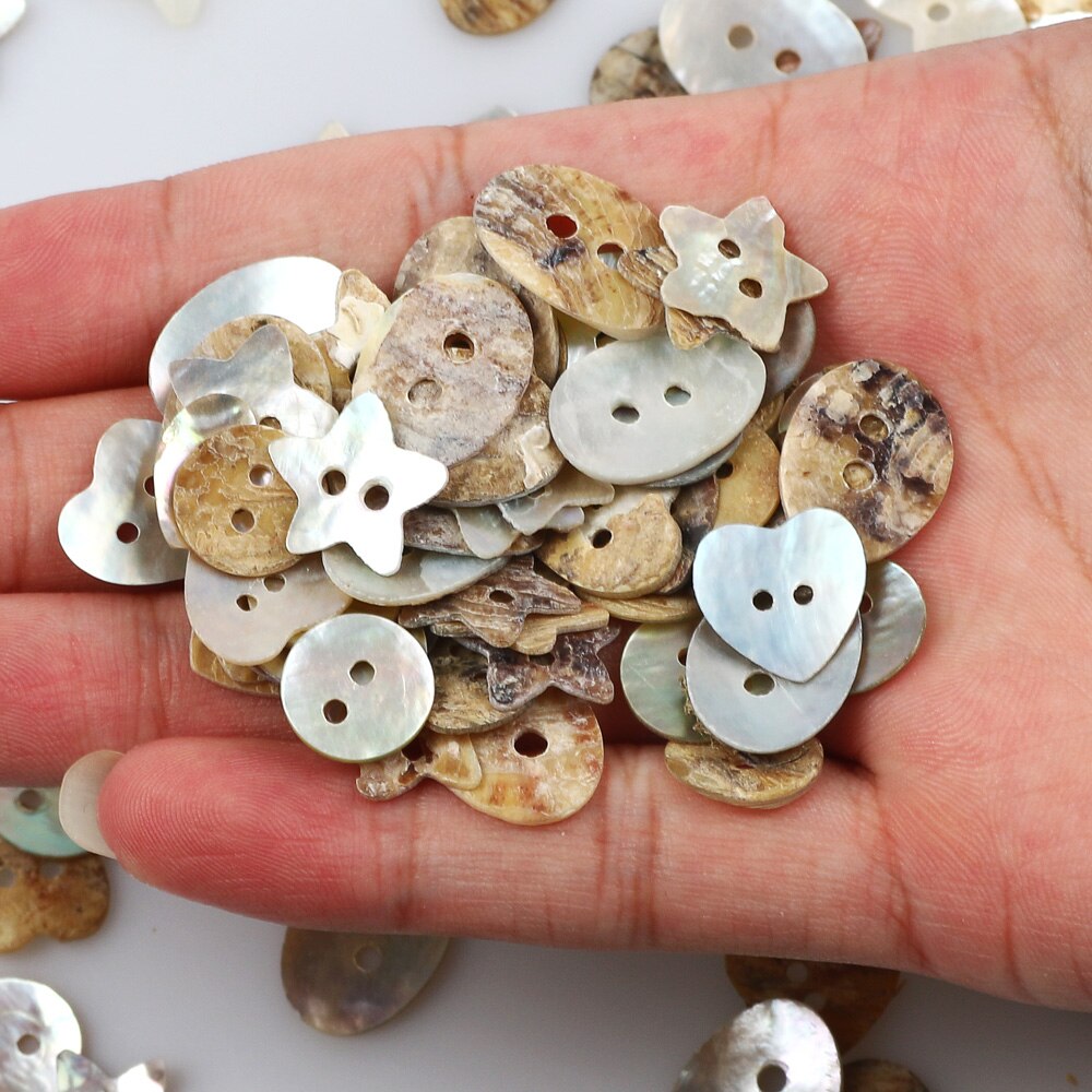 50pcs Star Heart Round Natural Shells 2 Hole Butto... – Vicedeal